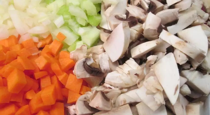 Cut vegetables for soup