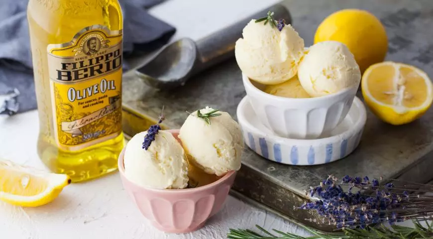 Helado con aceite de oliva