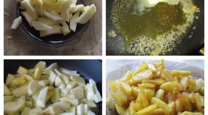 Epal dengan karamelisasi memasak madu untuk mengisi bagel