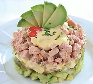 Dine nan biwo a - sòs salad nan pasta ak krevèt, sòs salad nan vyann, Salad sale Salmon 66106_2