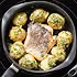 Stock Foto Cooking Recipe: Bít tết cá hồi với salad khoai tây, bước số 3