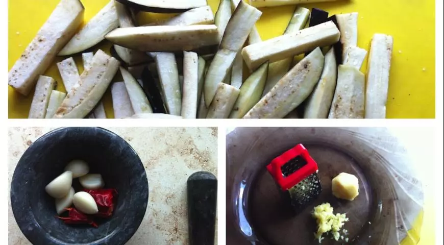 Pregătiți vinetele și ardeiul de usturoi
