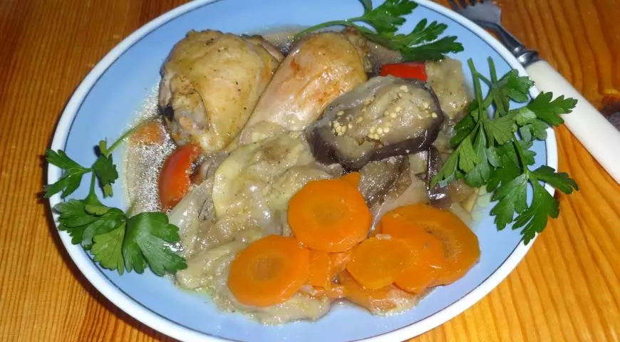 Recette de poulet sur les légumes