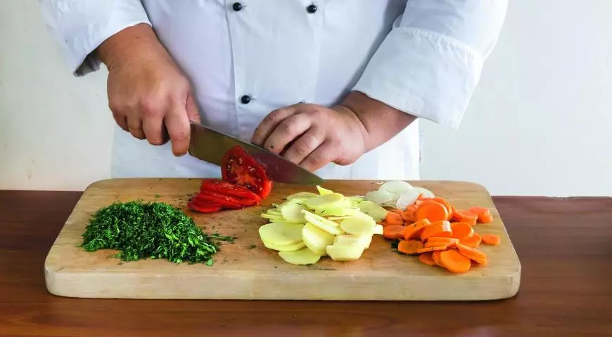 Stock Foto Recette de cuisson: manivelle à manivelle avec légumes, étape numéro 1