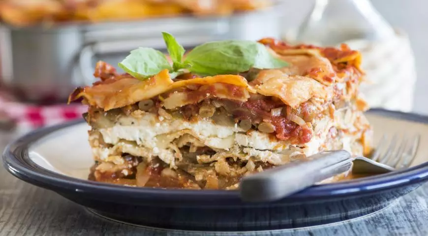 Lasagna with grilled vegetables and lemon ricotta