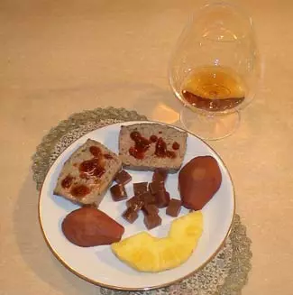 Patè della Turchia con frutta Garnitur e gelatina di vino