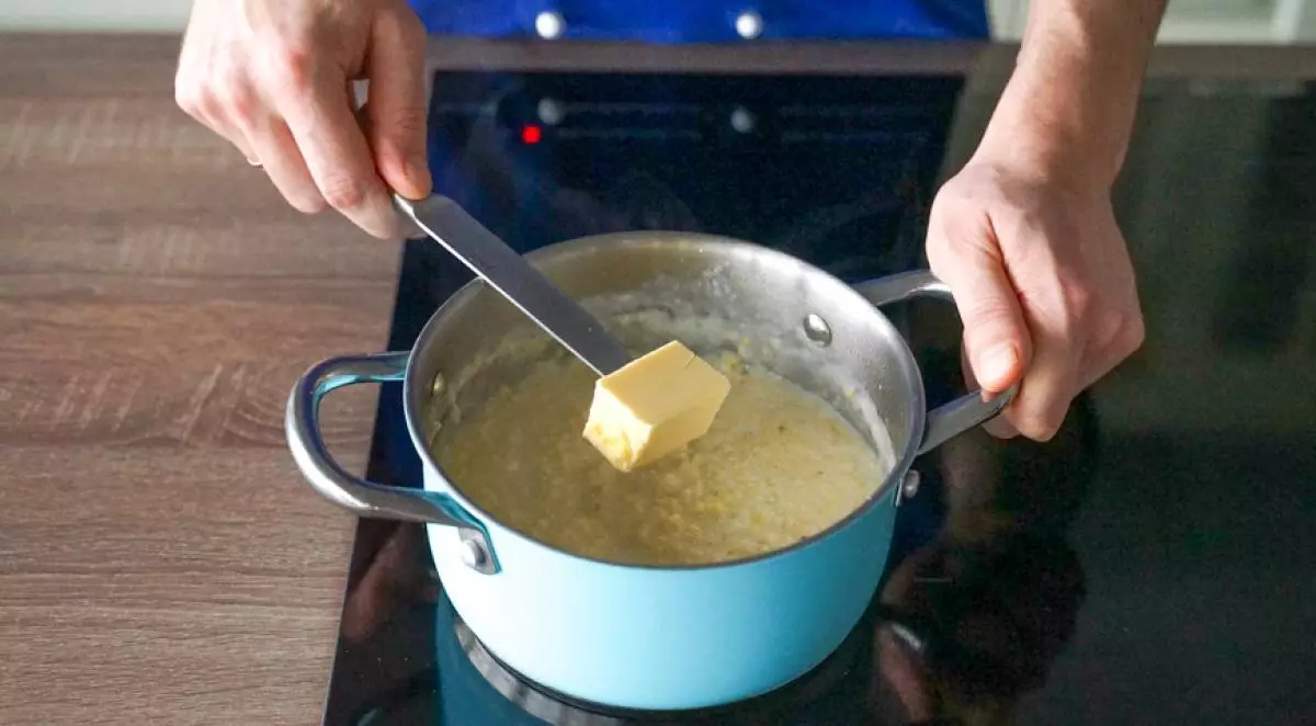 Bubur susu pada susu, tambah minyak