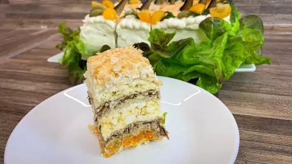 Снек торта Мимоса Наполена, стъпка по стъпка рецепта със снимки
